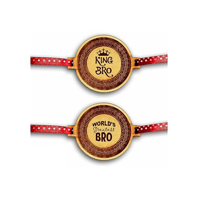 KIng Bro & World Greatest Bro Engraved Rakhi Combo Pack of 2 for Brothers