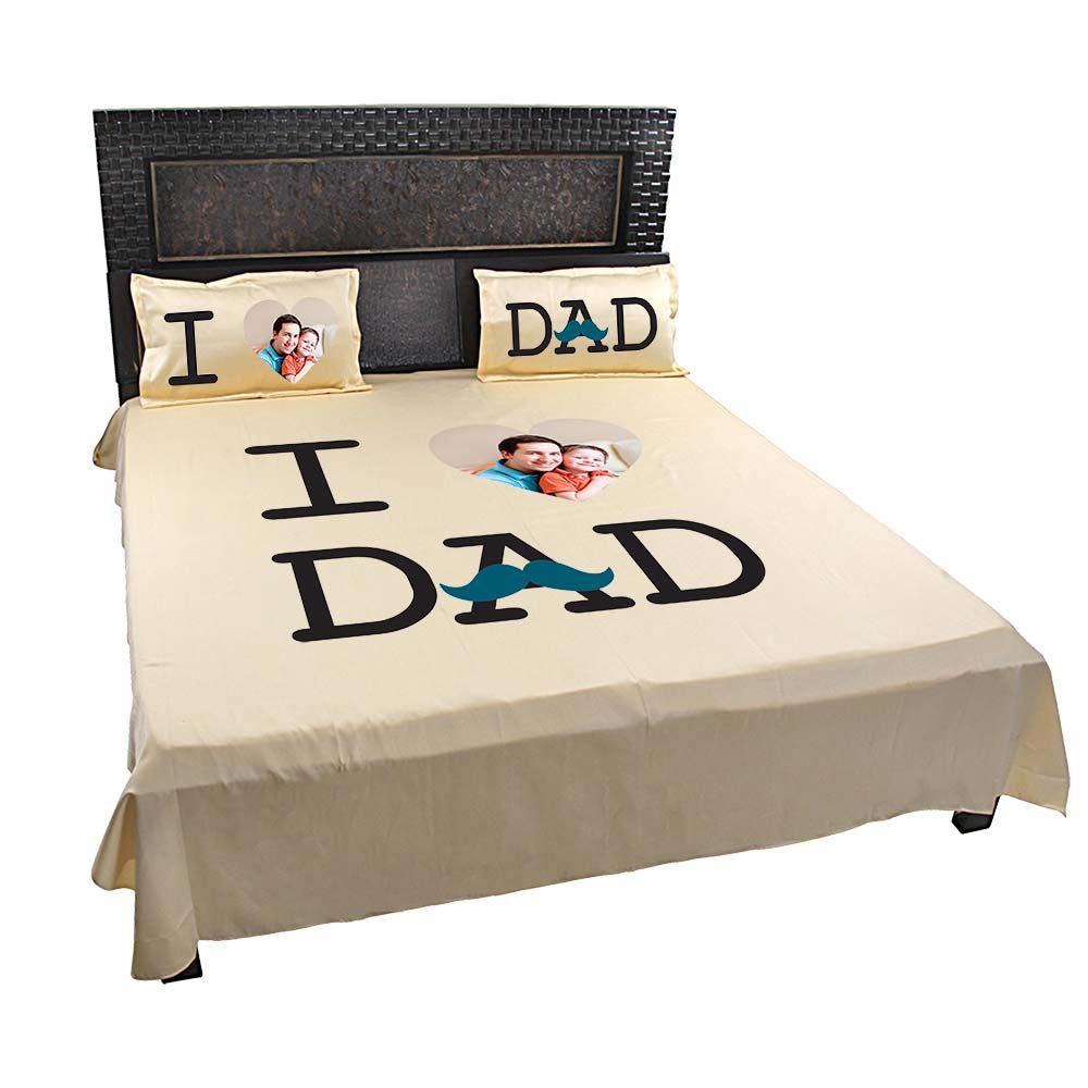 I Love Dad Bed Sheet for Father with Pillow Covers - theyayacafe