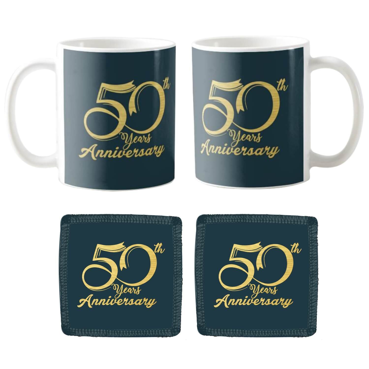 50th Golden Jubilee Anniversary Couple Coffee Mugs Set of 2 - theyayacafe